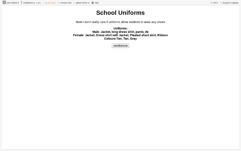 School Uniforms ― Perchance Generator
