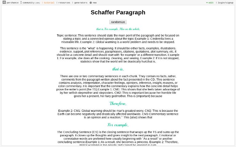 Schaffer Paragraph ― Perchance Generator