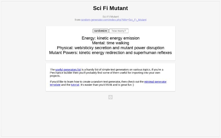 Sci Fi Mutant ― Perchance Generator