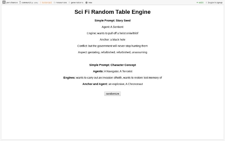 Sci Fi Random Table Engine ― Perchance Generator