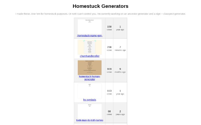 Homestuck Generators