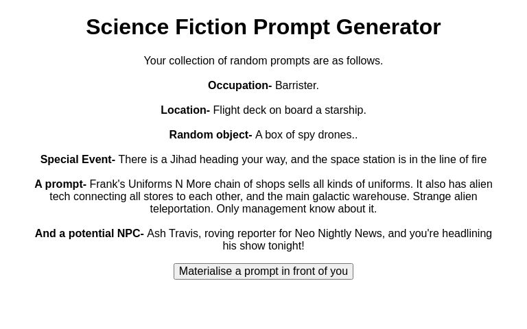 Science Fiction Prompt Generator