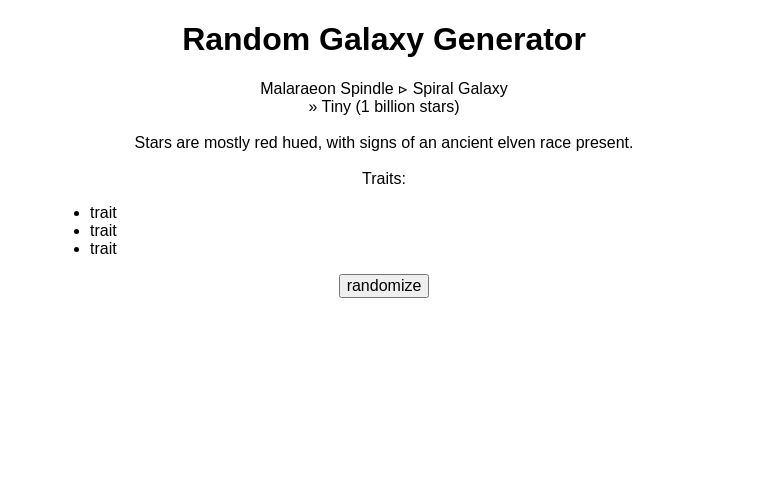 Random Galaxy Generator