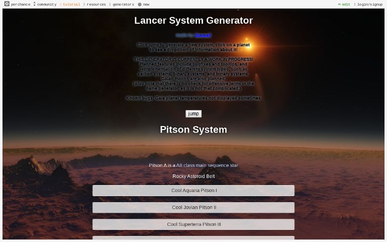 Lancer System Generator