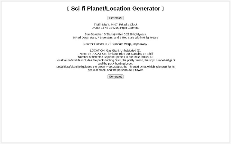 🪐 Sci-fi Planet/Location Generator 🚀