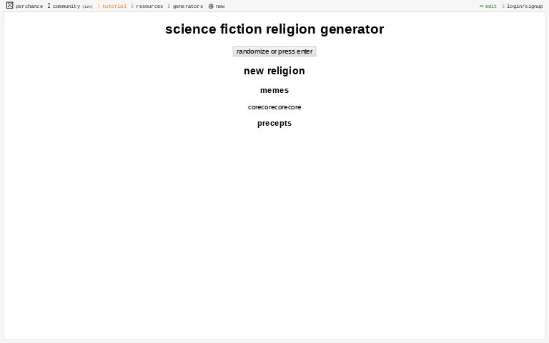 science fiction religion generator