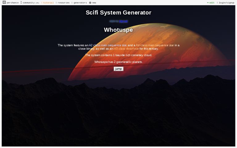 Scifi System Generator