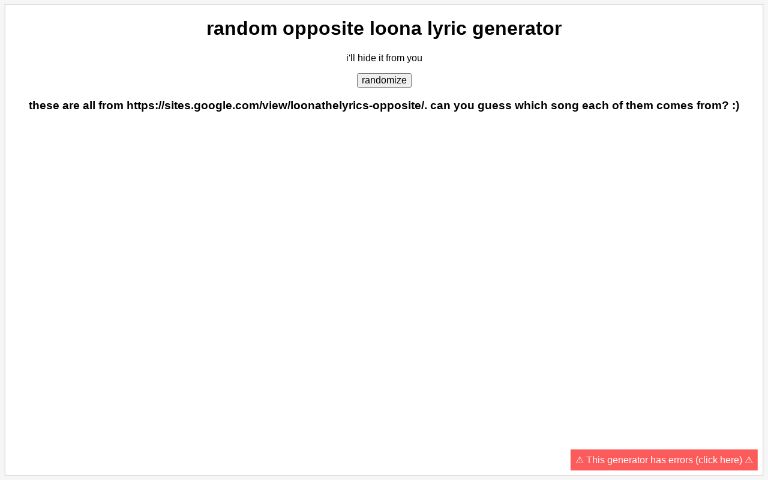 random opposite loona lyric generator
