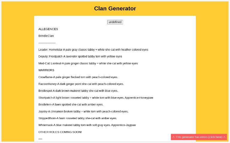 Clan Generator