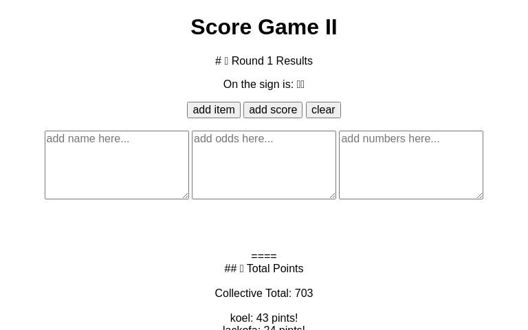Score Game II ― Perchance Generator