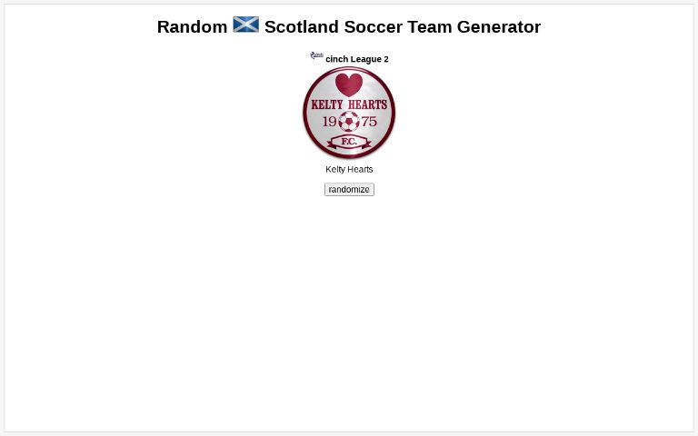 Random Scotland Soccer Team Generator
