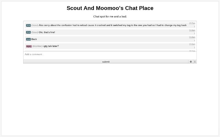 Scout And Moomoo's Chat Place