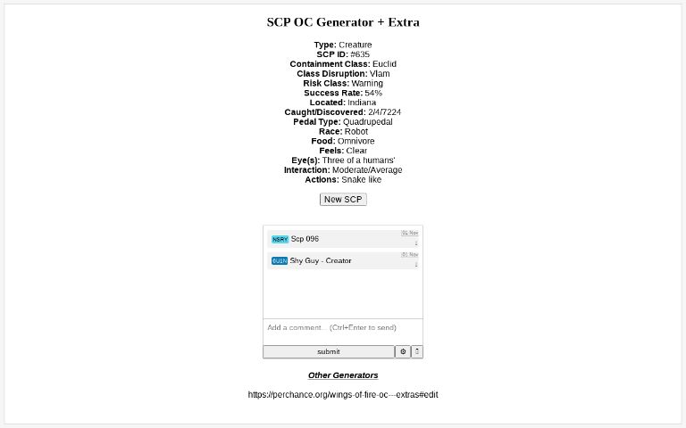 SCP OC Generator + Extra