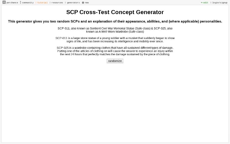 SCP Cross-Test Concept Generator