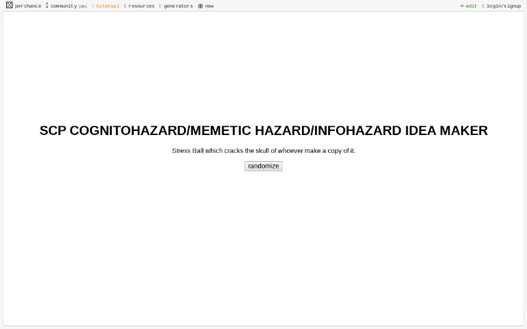 SCP COGNITOHAZARD/MEMETIC HAZARD/INFOHAZARD IDEA MAKER ― Perchance ...