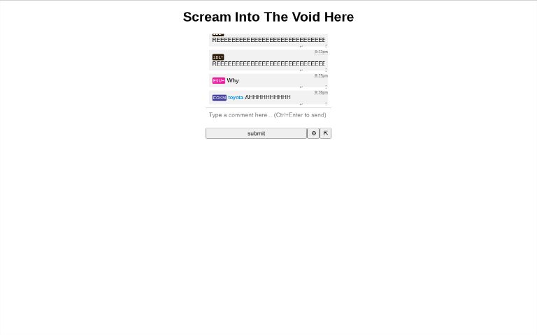 Scream Into The Void Here ― Perchance Generator