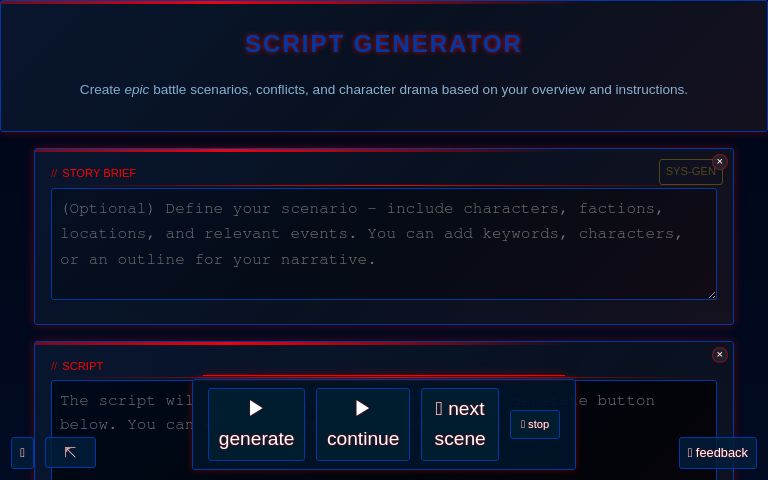 AI Movie/Series Script Generator (free, unlimited, no sign-up)