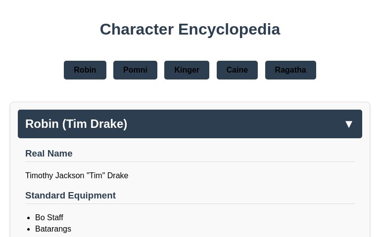 Character Encyclopedia ― Perchance Generator