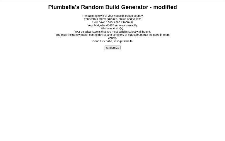 Plumbella's Random Build Generator - modified