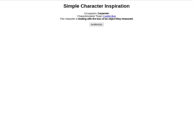 Simple Character Inspiration ― Perchance Generator