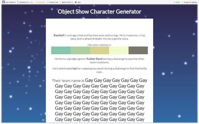 Object Show Character Generator