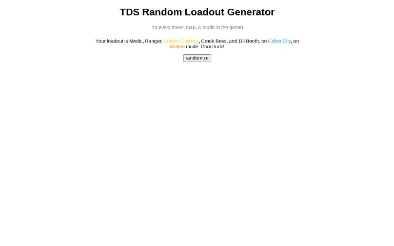 TDS Random Loadout Generator