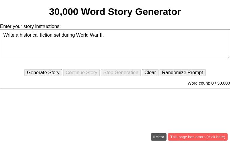 30,000 Word Story Generator
