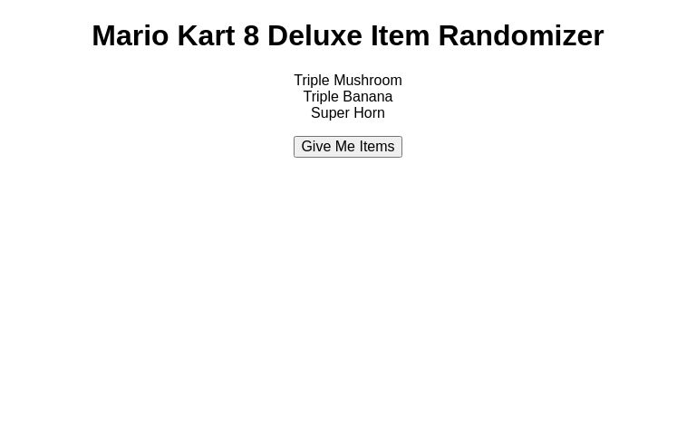 Mario Kart 8 Deluxe Item Randomizer ― Perchance Generator