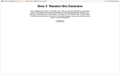 Sims 3: Random Sim Generator