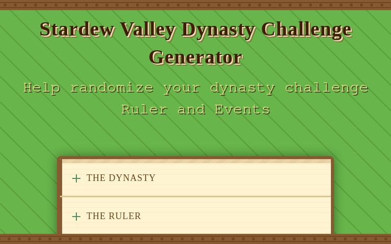 Stardew Valley Dynasty Challenge Generator