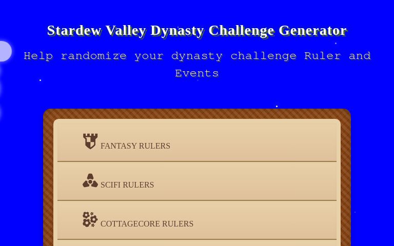 Stardew Valley Dynasty Challenge Generator