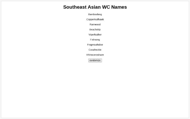 Southeast Asian WC Names ― Perchance Generator