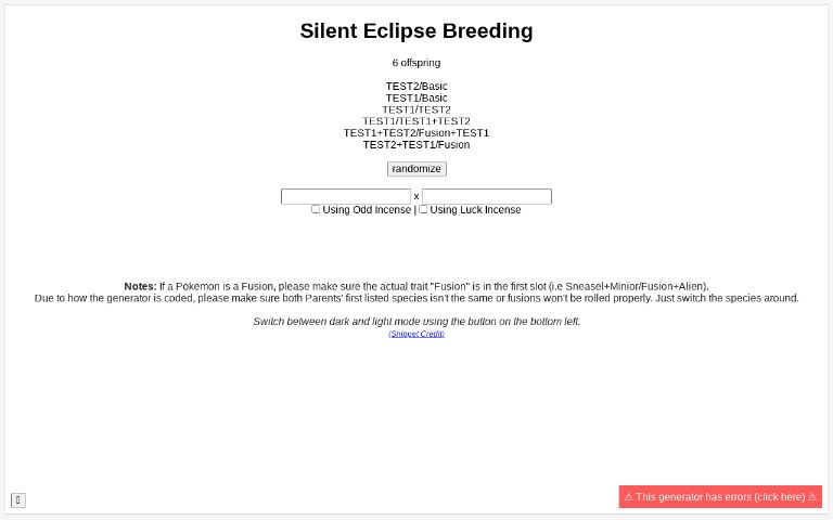 Silent Eclipse Breeding ― Perchance Generator