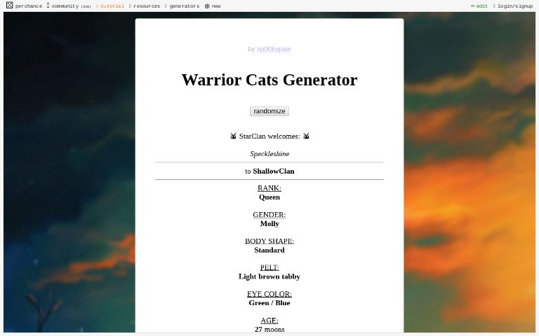 Warrior Cats Generator