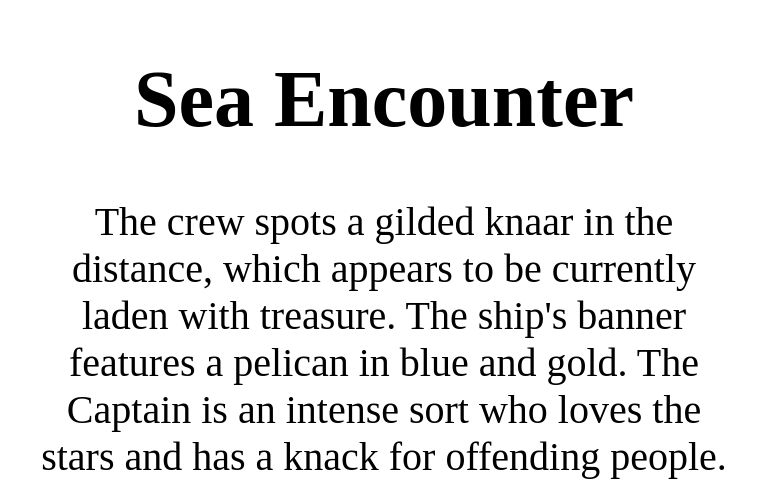 Sea Encounter ― Perchance Generator