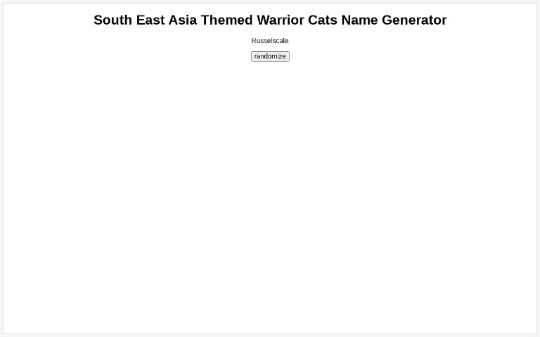 South East Asia Themed Warrior Cats Name Generator