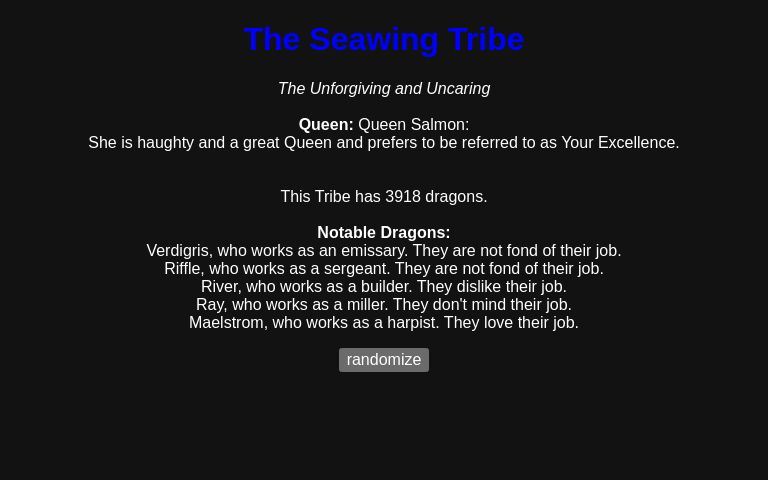 The Seawing Tribe ― Perchance Generator