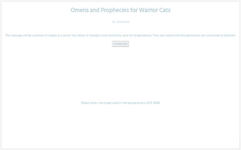Omens and Prophecies for Warrior Cats ― Perchance Generator