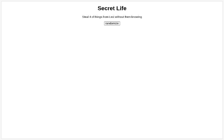 Secret Life ― Perchance Generator