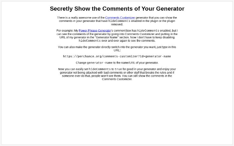 Secretly Show the Comments of Your Generator