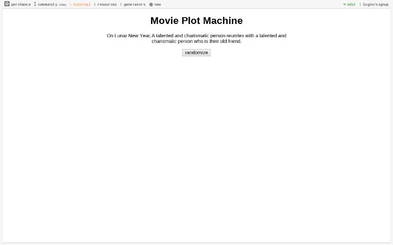 Movie Plot Machine ― Perchance Generator