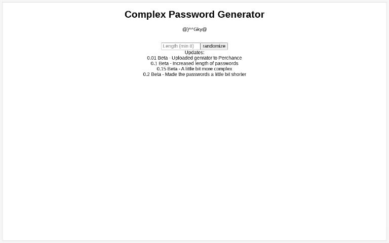 Complex Password Generator