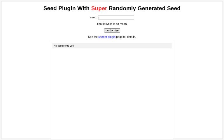 Seed Plugin With Super Randomly Generated Seed