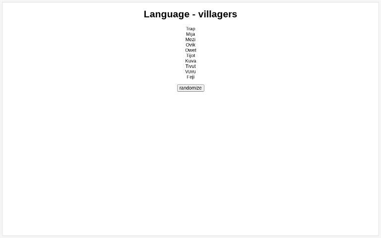 Language - villagers ― Perchance Generator