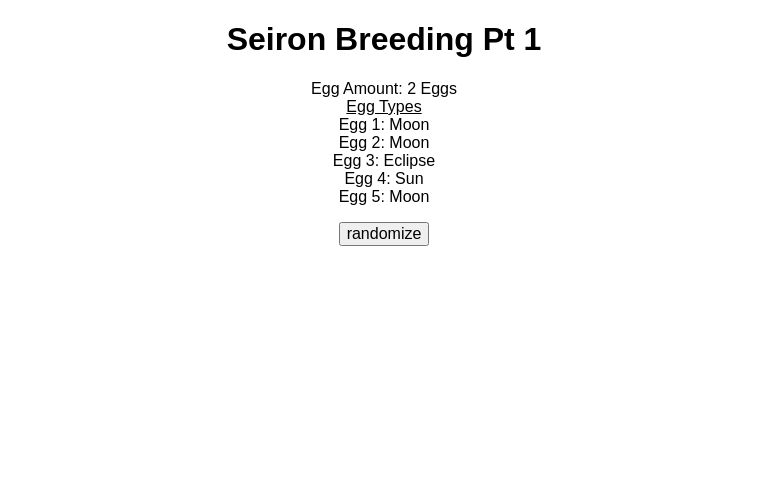 Seiron Breeding Pt 1 ― Perchance Generator