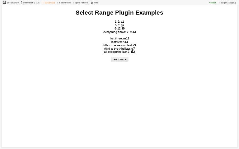 Select Range Plugin Examples