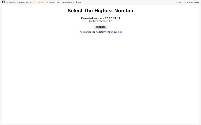 Select The Highest Number ― Perchance Generator