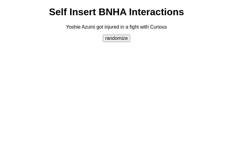 Self Insert BNHA Interactions ― Perchance Generator