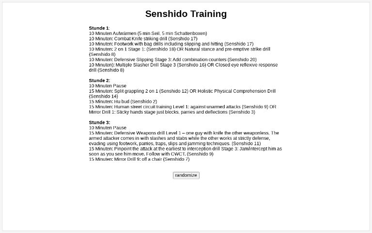 Senshido Training ― Perchance Generator