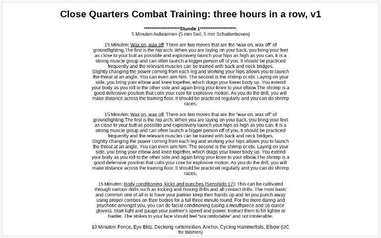 Close Quarters Combat Training: three hours in a row, v1 ― Perchance Generator